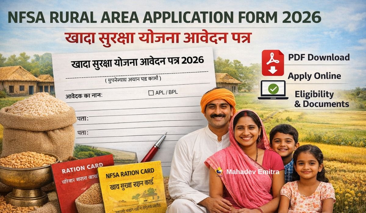 NFSA Rural Area Application Form 2026, खाद्य सुरक्षा योजना आवेदन पत्र ...