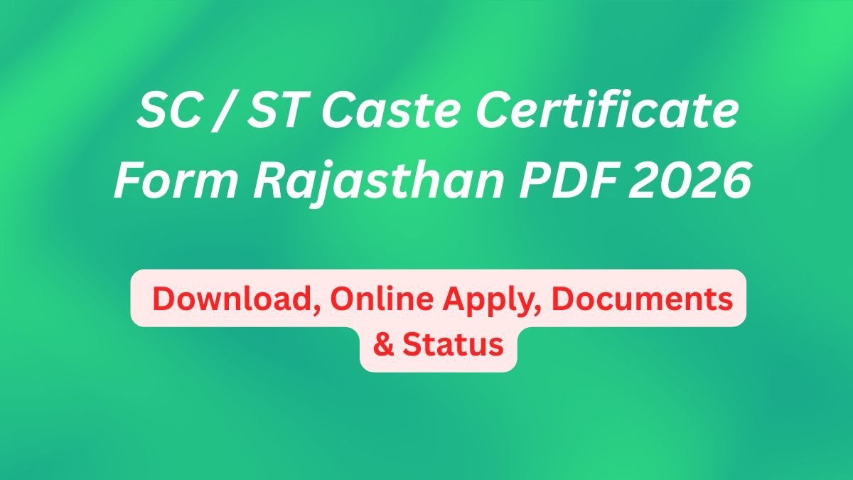 SC / ST Caste Certificate Form Rajasthan PDF 2026